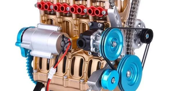 Full Metal 4 Cylinder Car Engine Building Kit - V4 Car Engine Assembly Kit